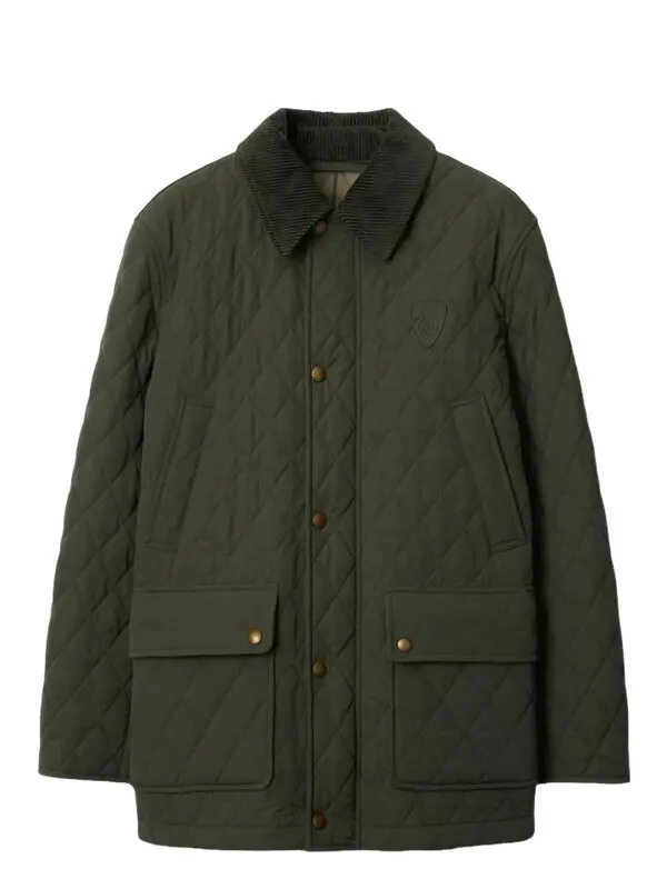 Burberry Quilted Barn Jacket With Check Lining - Lake Color/basswood Color