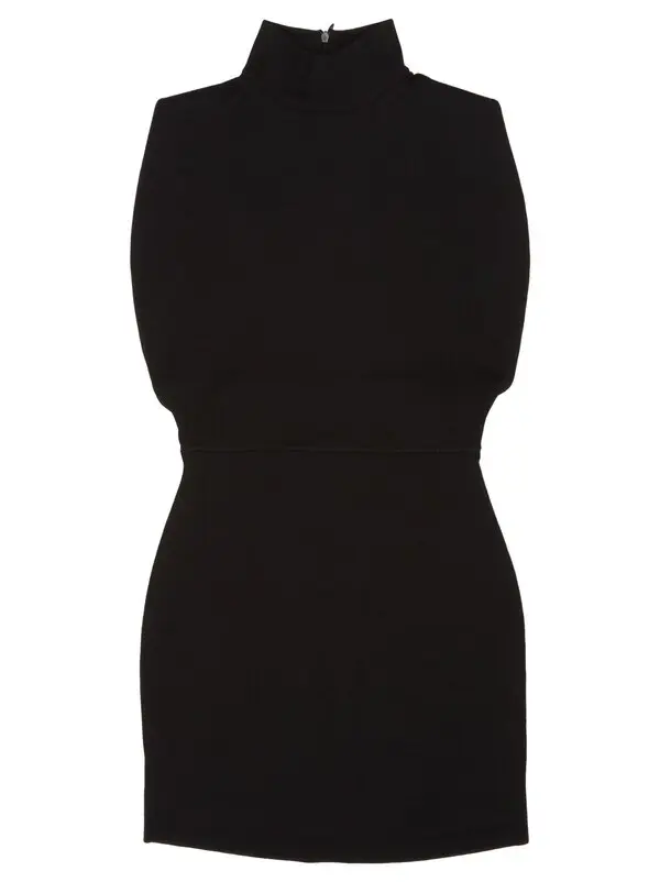 Alaïa Satin Knit Cinched Mini Dress - Black