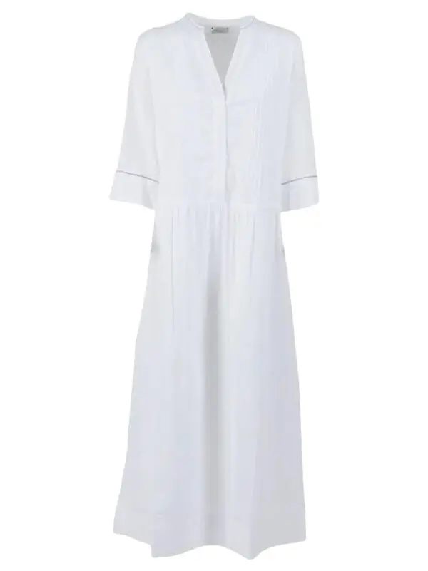 Peserico Pintuck V-neck Dress - White