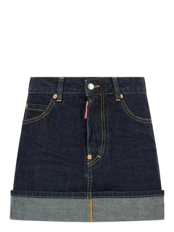 Dsquared2 Logo Detail Denim Skirt - Navy Blue