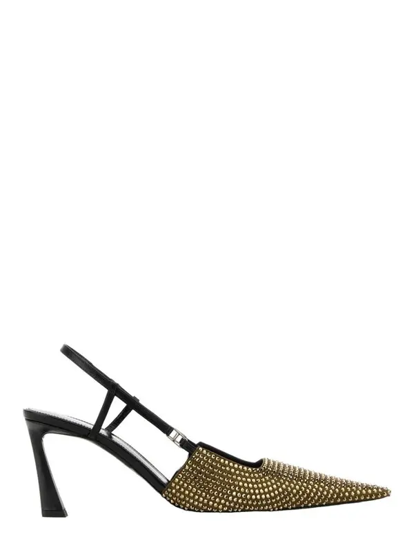 Saint Laurent Embellished Pointed Toe Slingback Pumps - Black