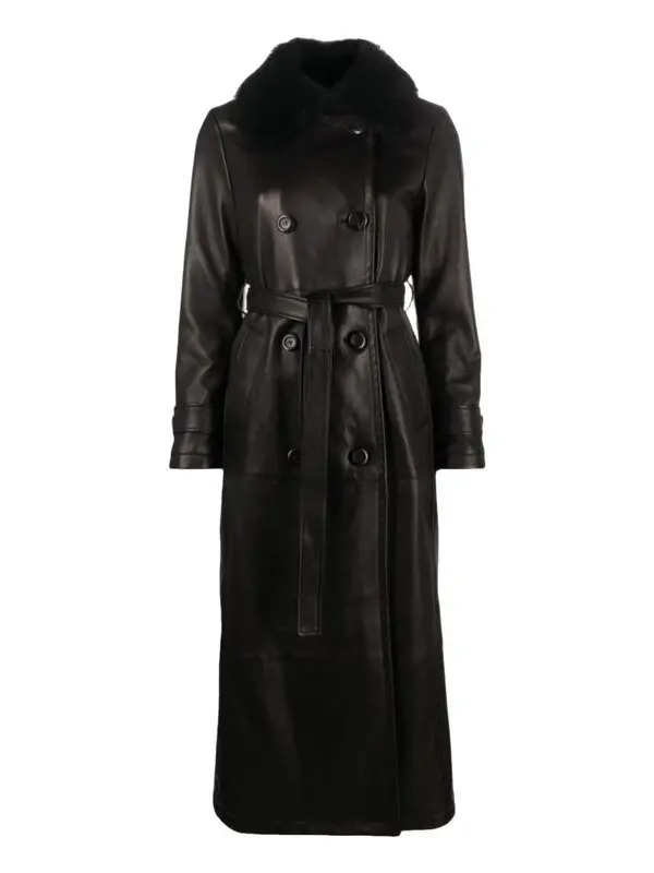 BLANCHA Long Sleeved Double Breasted Coat - Black