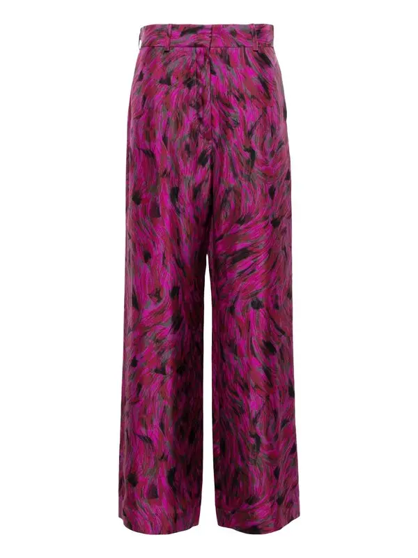 LANVIN Printed Belt-loop Wide-leg Pants - Purple-red