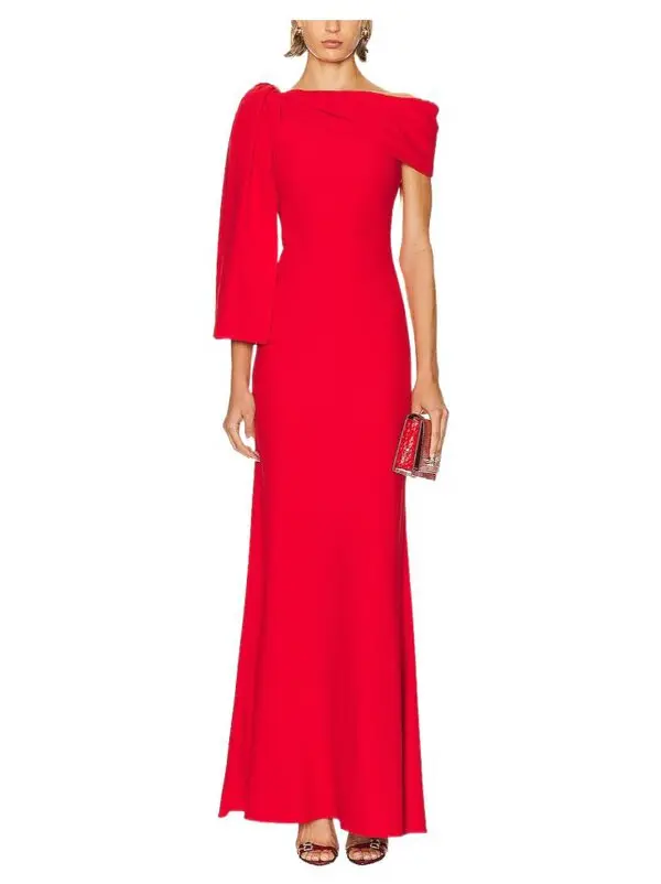 Alexander McQueen Draped Off-shoulder Gown - Red