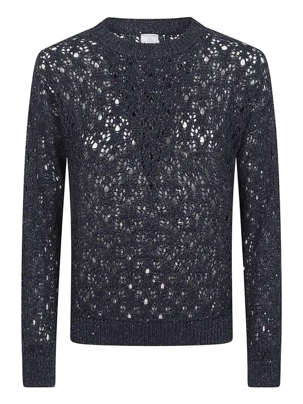 Eleventy Open-knit Sweater With Micro-sequins - Blue
