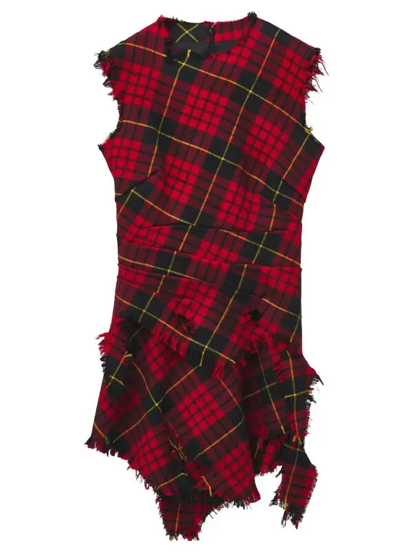 Alexander McQueen Distressed Tartan Mini Dress - Red/black/yellow