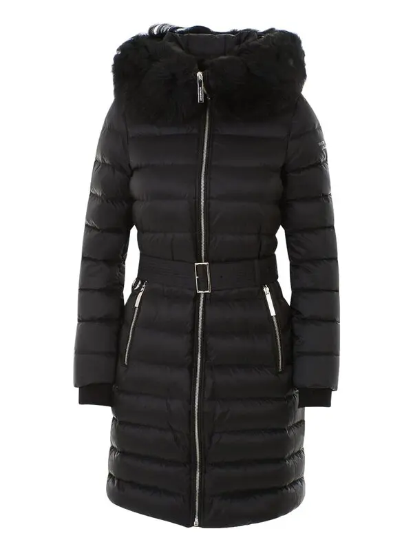 Burberry Fur Trimmed Padded Coat - Black