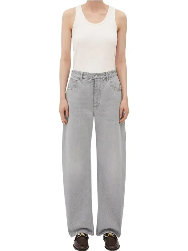 Bottega Veneta Washed Rounded Leg Denim Trousers - Light Gray
