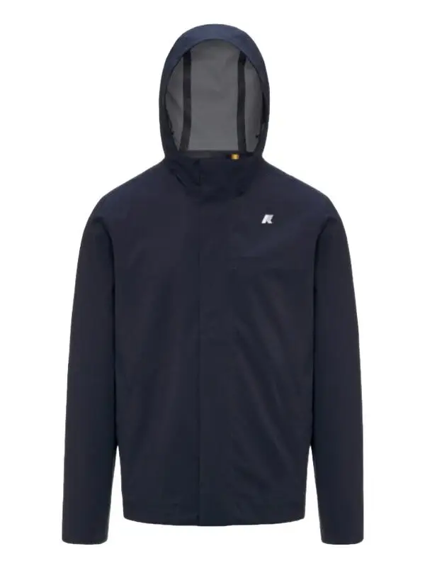 K-WAY Hooded Stretch Jacket With Zip Fastening - Blue Depth
