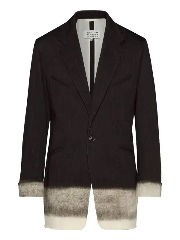 MAISON MARGIELA Pinstriped Button-up Blazer - Black