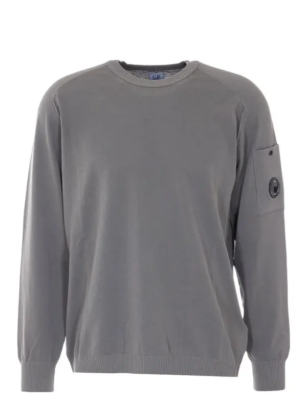C.P. COMPANY Lens Sleeve Knitted Sweater - Gray