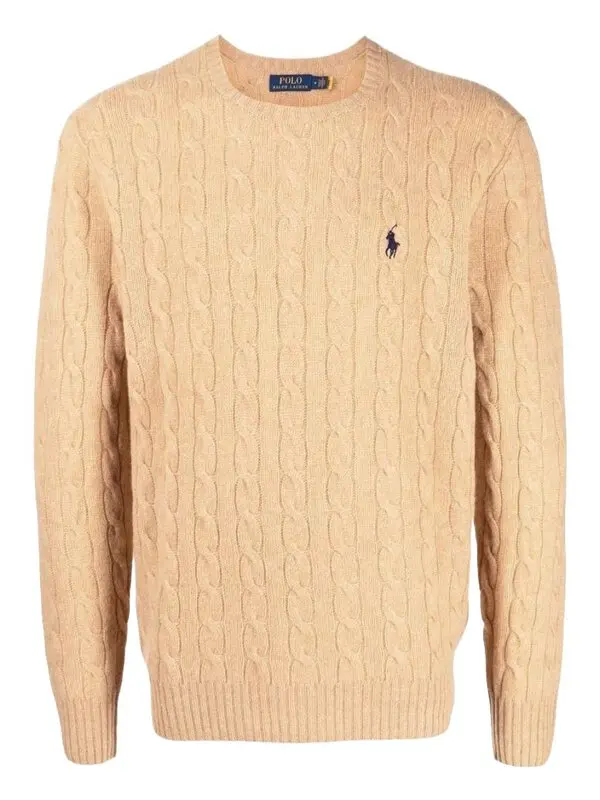 Polo Ralph Lauren Cable Knit Jumper With Embroidered Pony - Nude