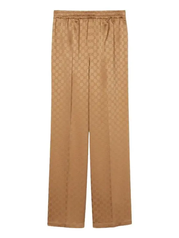 Gucci Gg Jacquard Elastic Waistband Pants - Camel