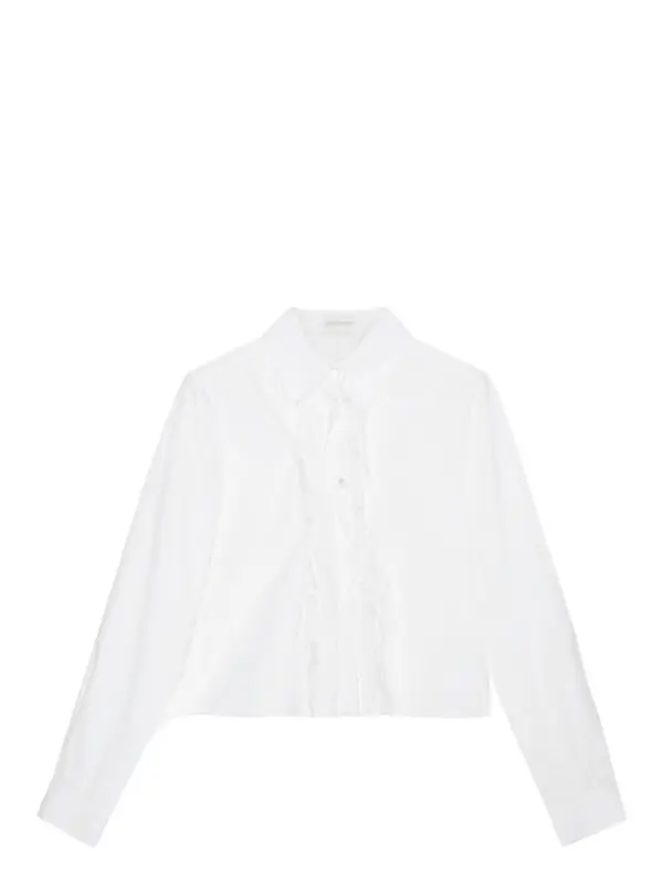 SHUSHU/TONG Pleated Ruffle Collar Shirt - White