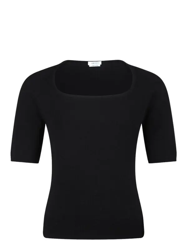 Alexander McQueen Short Sleeve Ribbed Knit Top - Black