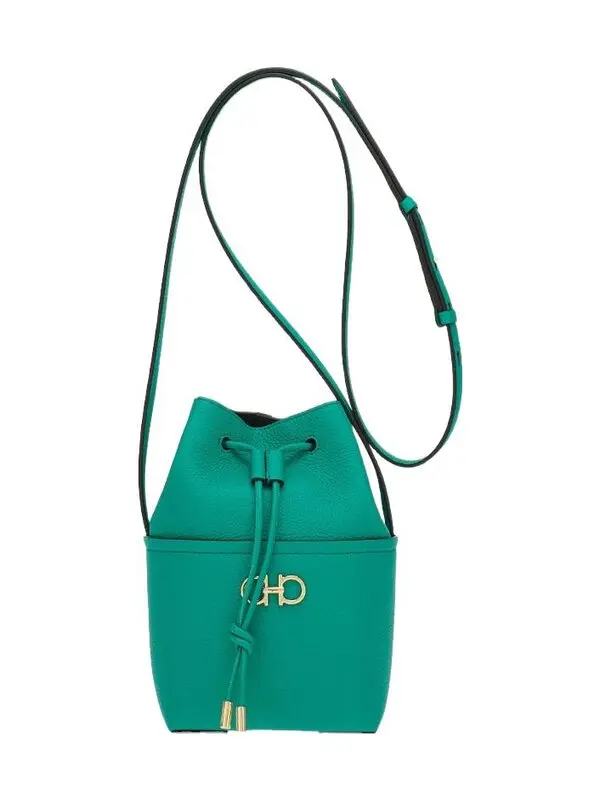 FERRAGAMO Logo Mini Bucket Bag - Green
