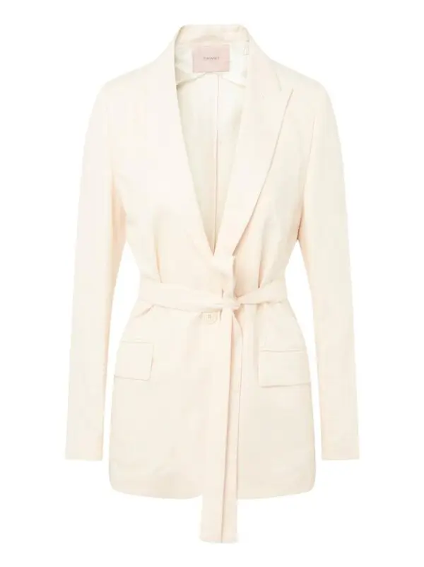 TWINSET Long-sleeved Belted Blazer - Nude
