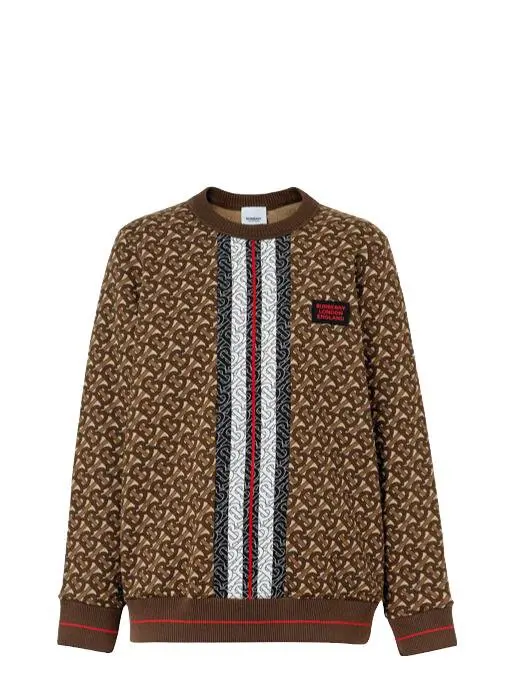 Burberry Monogram Stripe Print Cotton Oversized Sweatshirt - Multicolor