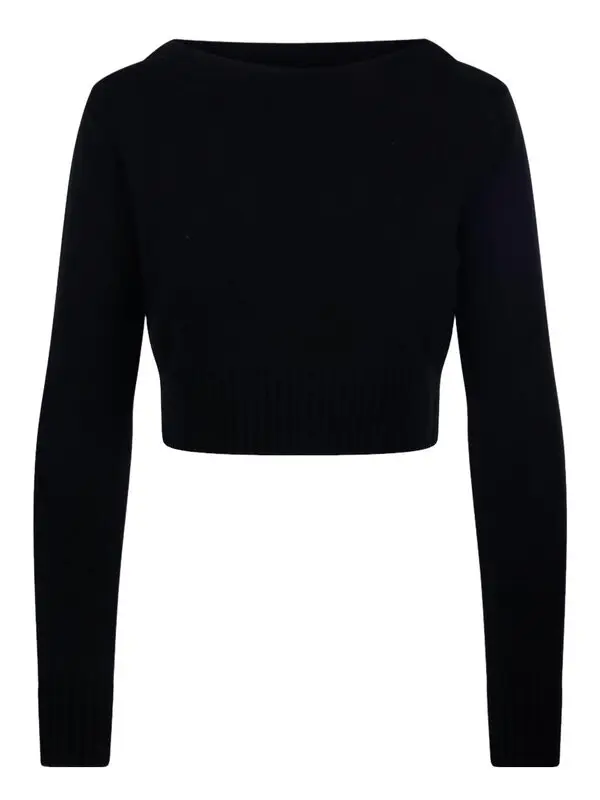 Max Mara Cropped Ribbed Knitted Jumper - Black