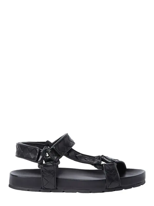 Bottega Veneta Woven Leather Trip Slingback Sandals - Black