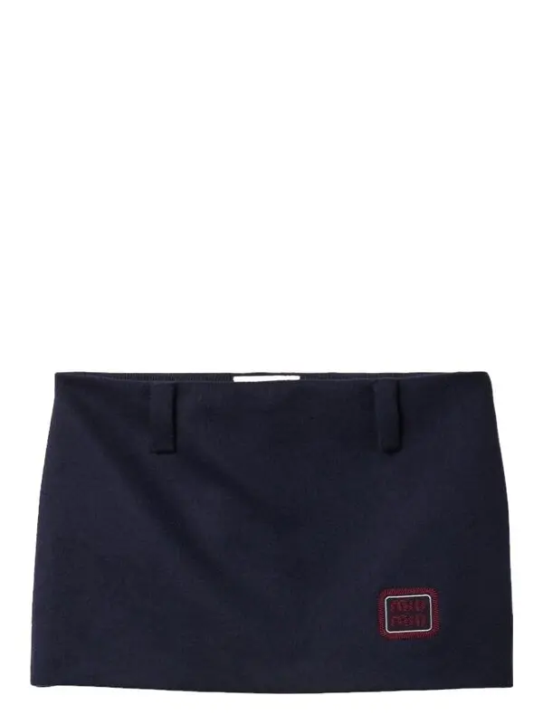 Miu Miu Embroidered Logo Mini Skirt - Blue