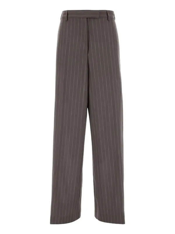 Dries Van Noten Pinstriped Wide-leg Trousers - Grey