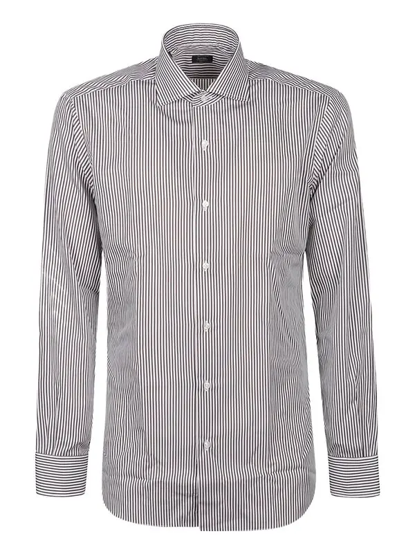 BARBA NAPOLI Long-sleeved Shirt - White/brown
