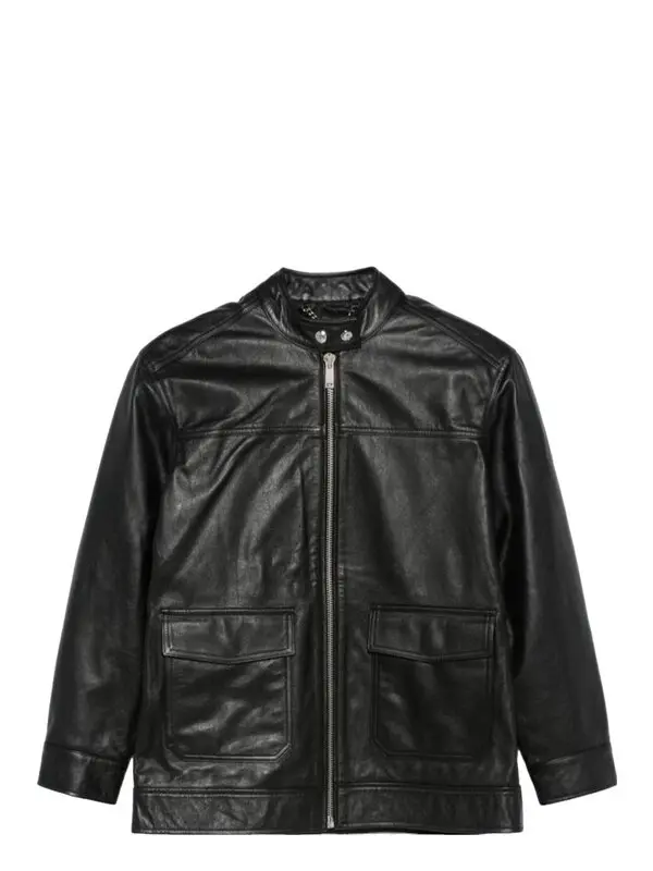 ANINE BING Leather Moto Jacket With Flip Pockets - Black