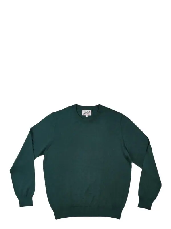 MC2 SAINT BARTH Crew Neck Long Sleeve Sweater With Embroidered Logo - British Green