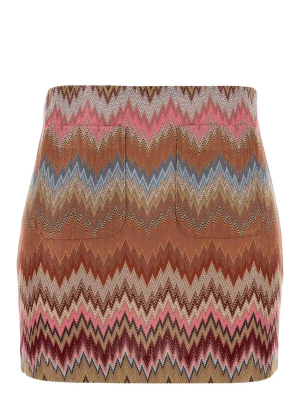 Missoni Chevron Patterned Mini Skirt - Brown