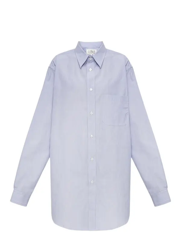 MAISON MARGIELA Long Sleeve Pinstripe Shirt - Light Blue