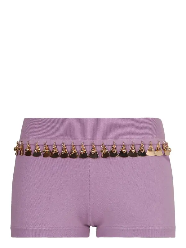 Rabanne Knit Mini Shorts With Sequined Embellishments - Pink