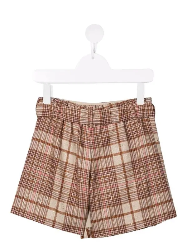 Brunello Cucinelli Plaid Wrap Shorts - Brown