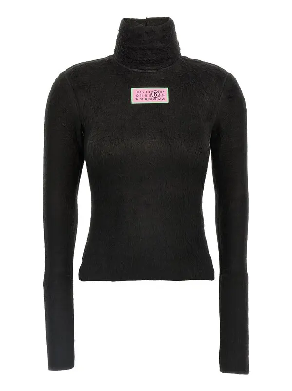 MAISON MARGIELA Turtleneck Fur-effect Jumper - Black