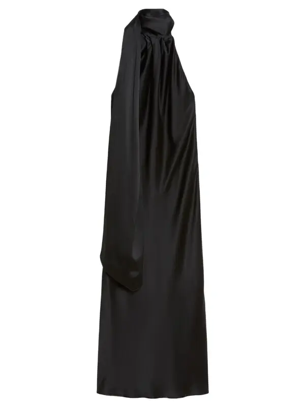 Max Mara Moli Halterneck Satin Dress - Black