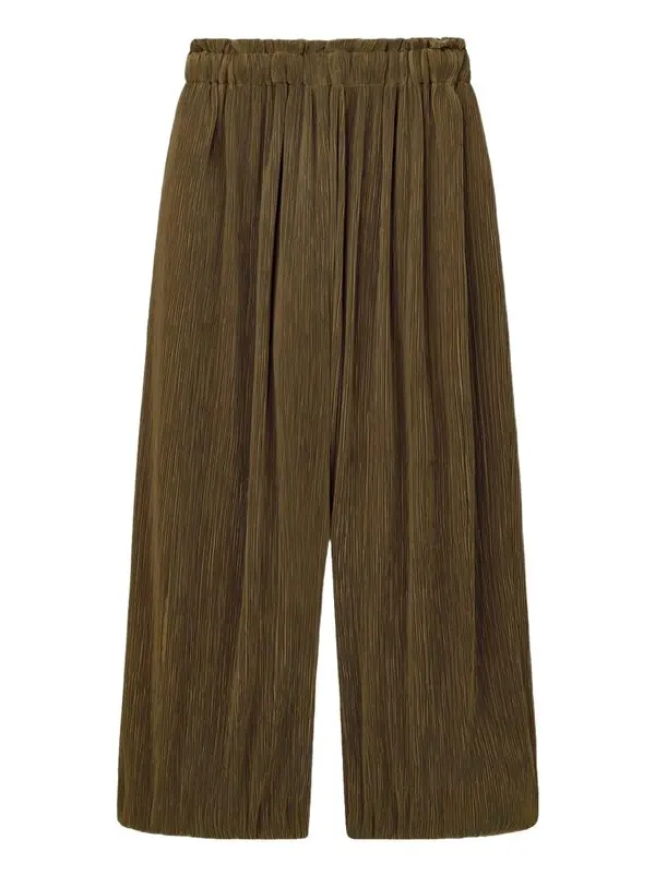 Emporio Armani Wide-leg Micro-pleated Trousers - Green