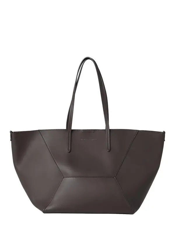 Brunello Cucinelli Monili Shopping Bag With Top Handles - Brown