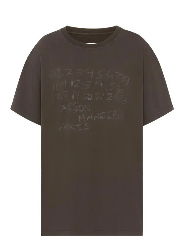 MAISON MARGIELA Numbers Printed Crewneck T-shirt - Brown