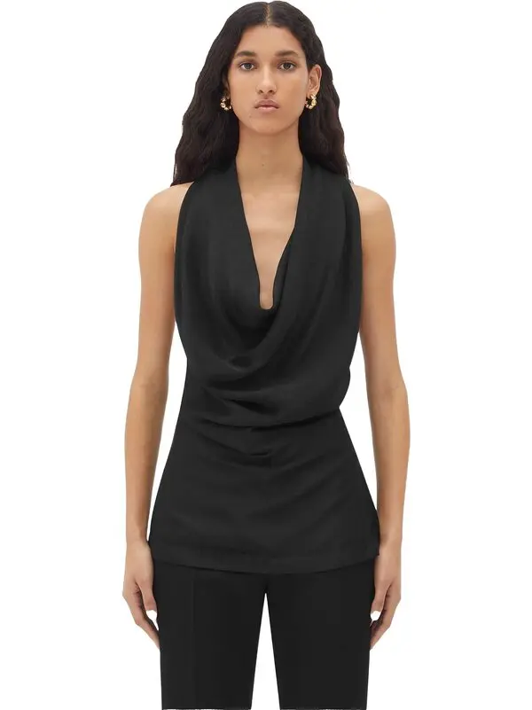 Bottega Veneta Fluid Draped Halter Top - Black