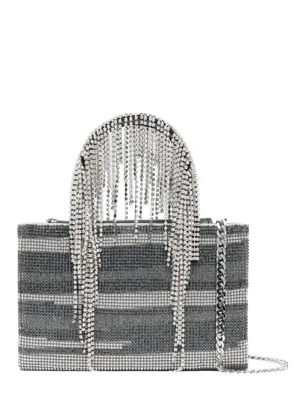 Kara Embellished Fringed Top Handle Bag - Gray