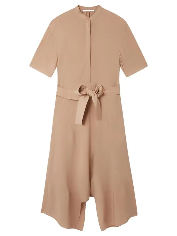Stella McCartney Midi Shirt Dress With Self-tying Belt - Nude