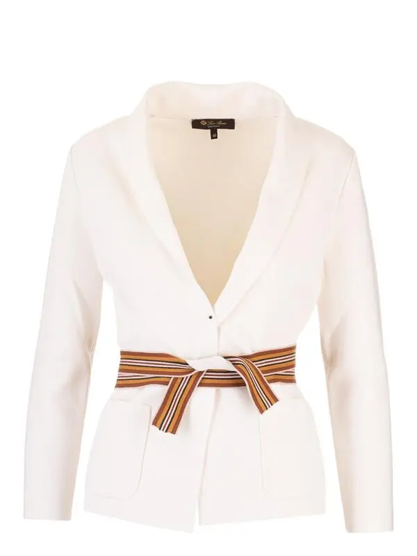 Loro Piana Belted Shawl Collar Jacket - White