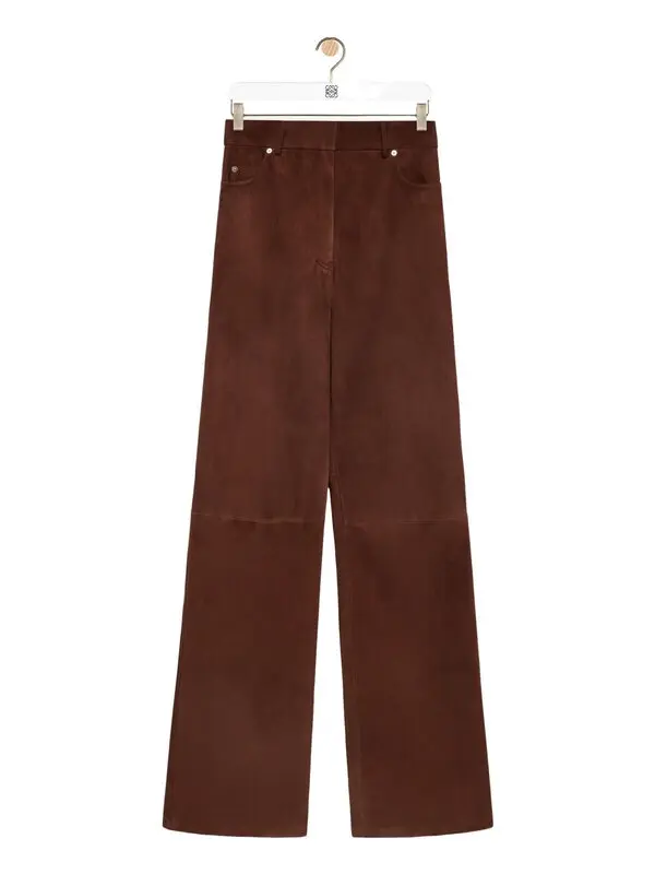 Loewe High Waisted Suede Trousers - Brown