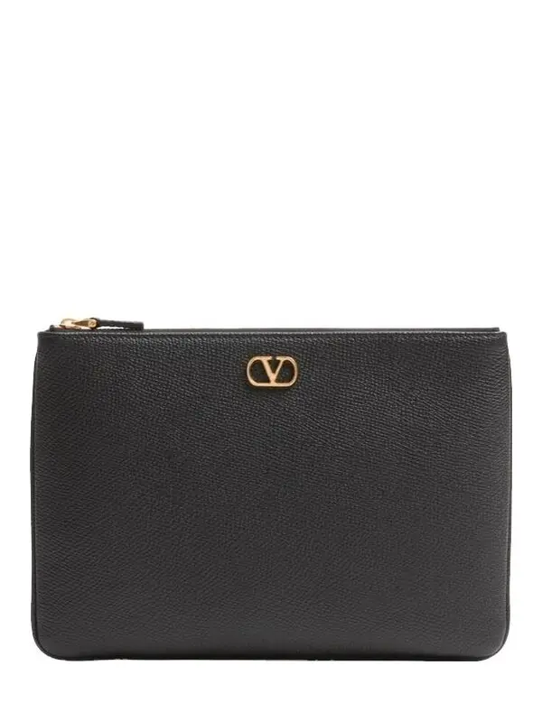 Valentino Garavani Vlogo Signature Zip-up Clutch Bag - Black
