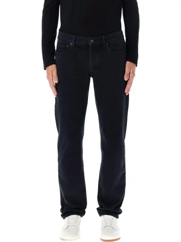 Saint Laurent Slim Cut Jeans With Logo Patch - Black