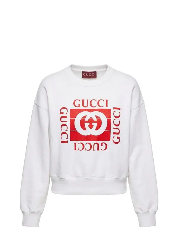 Gucci Logo Print Crewneck Sweatshirt - Off White