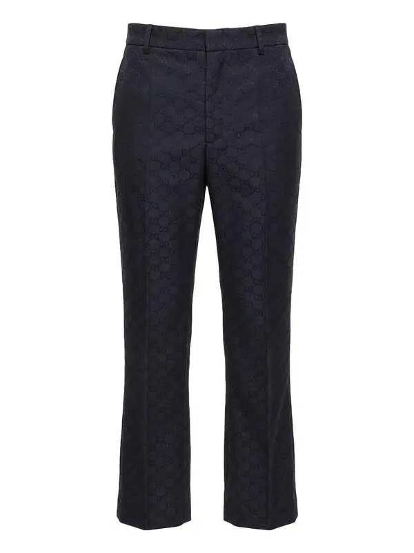 Gucci Gg Jacquard Mid-rise Trousers - Grey