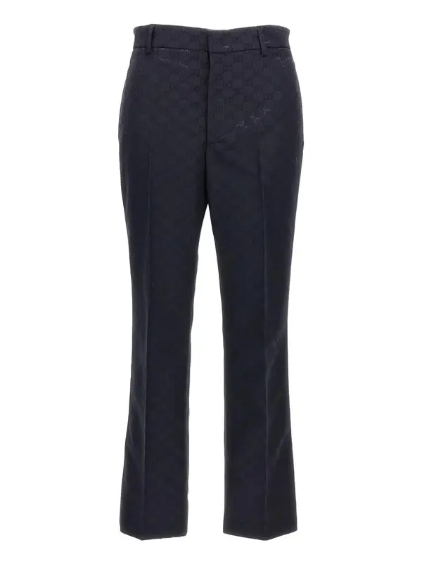 Gucci Gg Jacquard Mid-rise Trousers - Grey