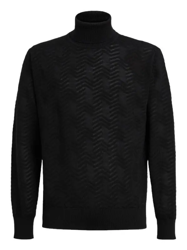 Missoni Chevron Pattern Turtleneck Pullover - Black