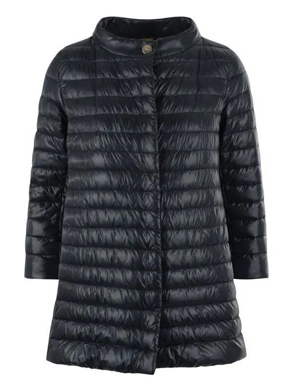 Herno Quilted Down Jacket With Concealed Snap Closure - Black